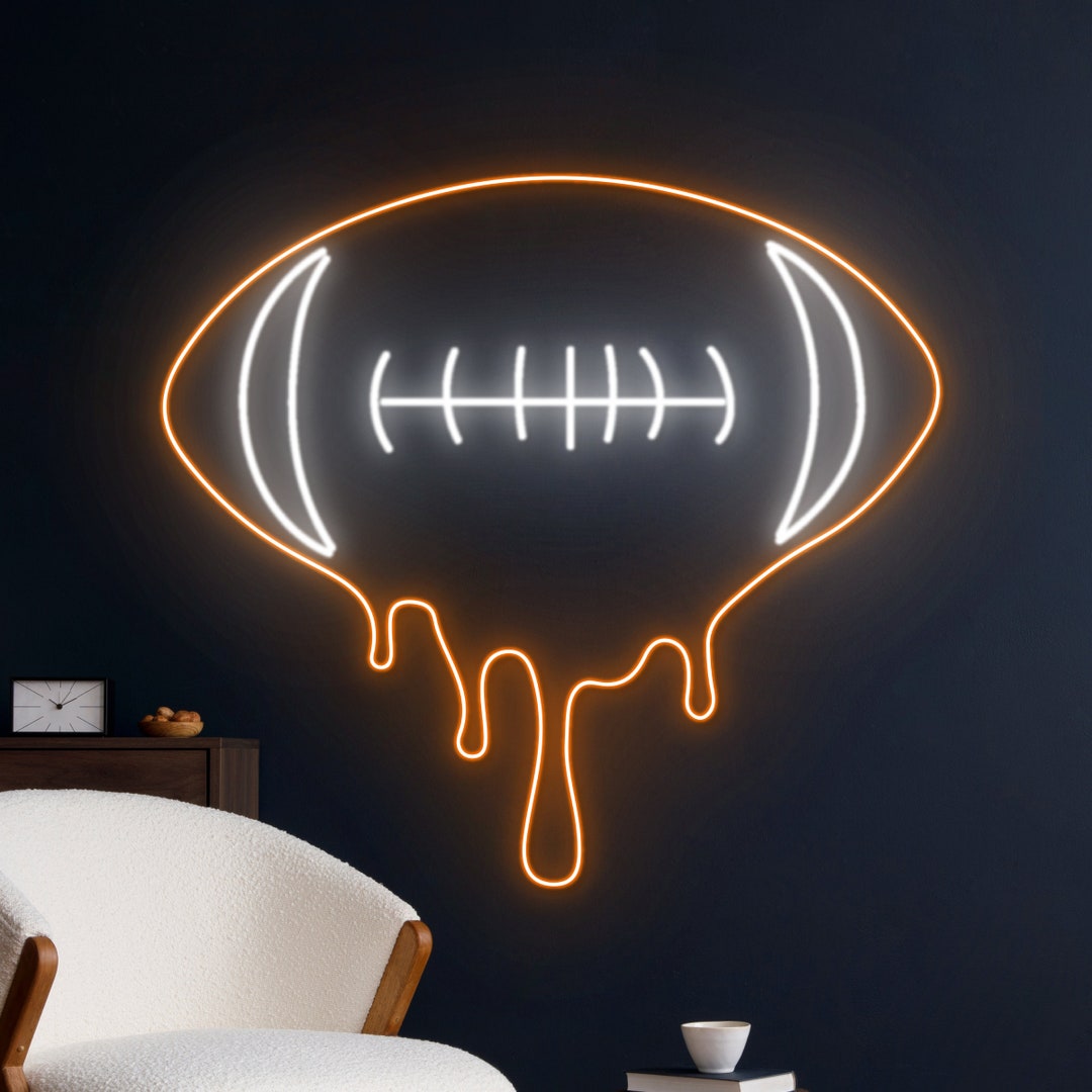 Dripping Football Led Sign, Football Neon Sign, Wall Decor, Custom Neon ...