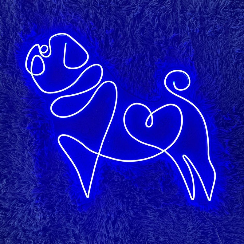 Pug Neon Sign,animal Neon Sign,led Neon Sign,cute Neon Sign,neon Wall ...