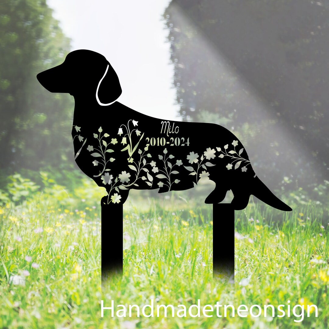 Custom Dachshund Dog Memorial Stake, Dachshund Dog Metal Stakes Sign ...