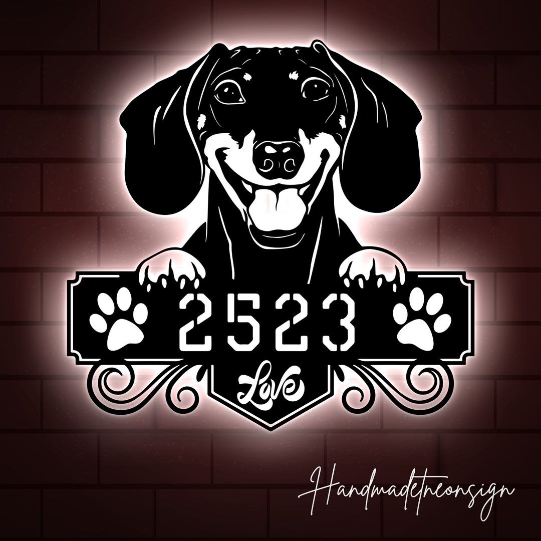 Personalized Dachshund Dog Home Number Metal Sign | Custom Dachshund ...