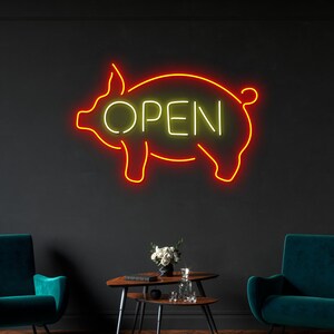 Butcher Shop Neon Led Sign, Pig Led Sign, Wall Decor, Custom Neon Sign ...