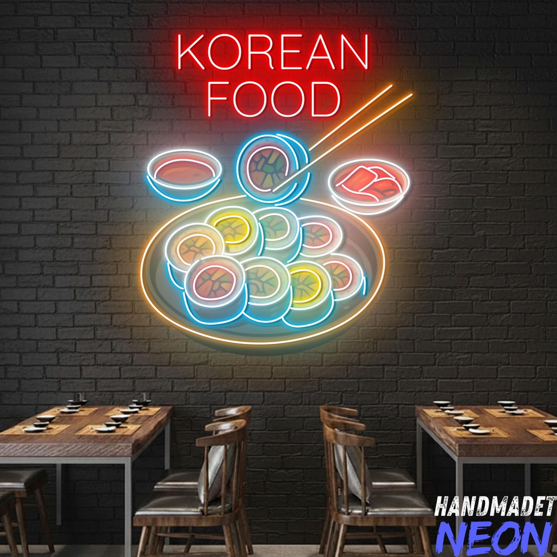 Kimbap Neon Sign for Korean Restaurant Decor, Korean Food Led Light ...