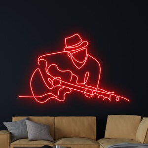 Guitarist Neon Sign, Guitar Neon Light, Music Instrument Neon Sign ...
