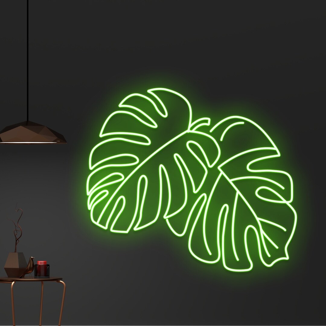 Custom Monstera Leaf Neon Light, Tropical Leaf Led Light, Green Leaf ...