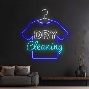 Custom Dry Cleaning Led Sign, Wardrobe Hanger Neon Sign, Clothes Hanger ...