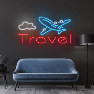 Airplane Neon Sign, Airplane Led Sign, Airplane Wall Decor, Plane Led ...
