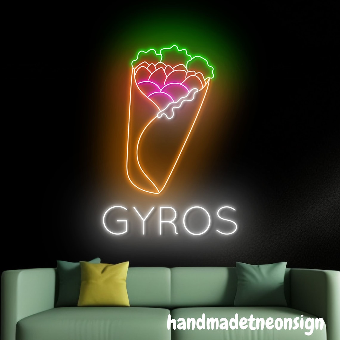 Gyros Neon Sign, Gyros Led Sign, Greece Gyros Led Light, Gyros Neon ...