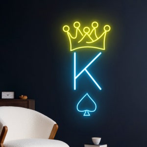 King Crown Neon Sign, Crown King Led Sign, K Crown Led Light, Royal ...