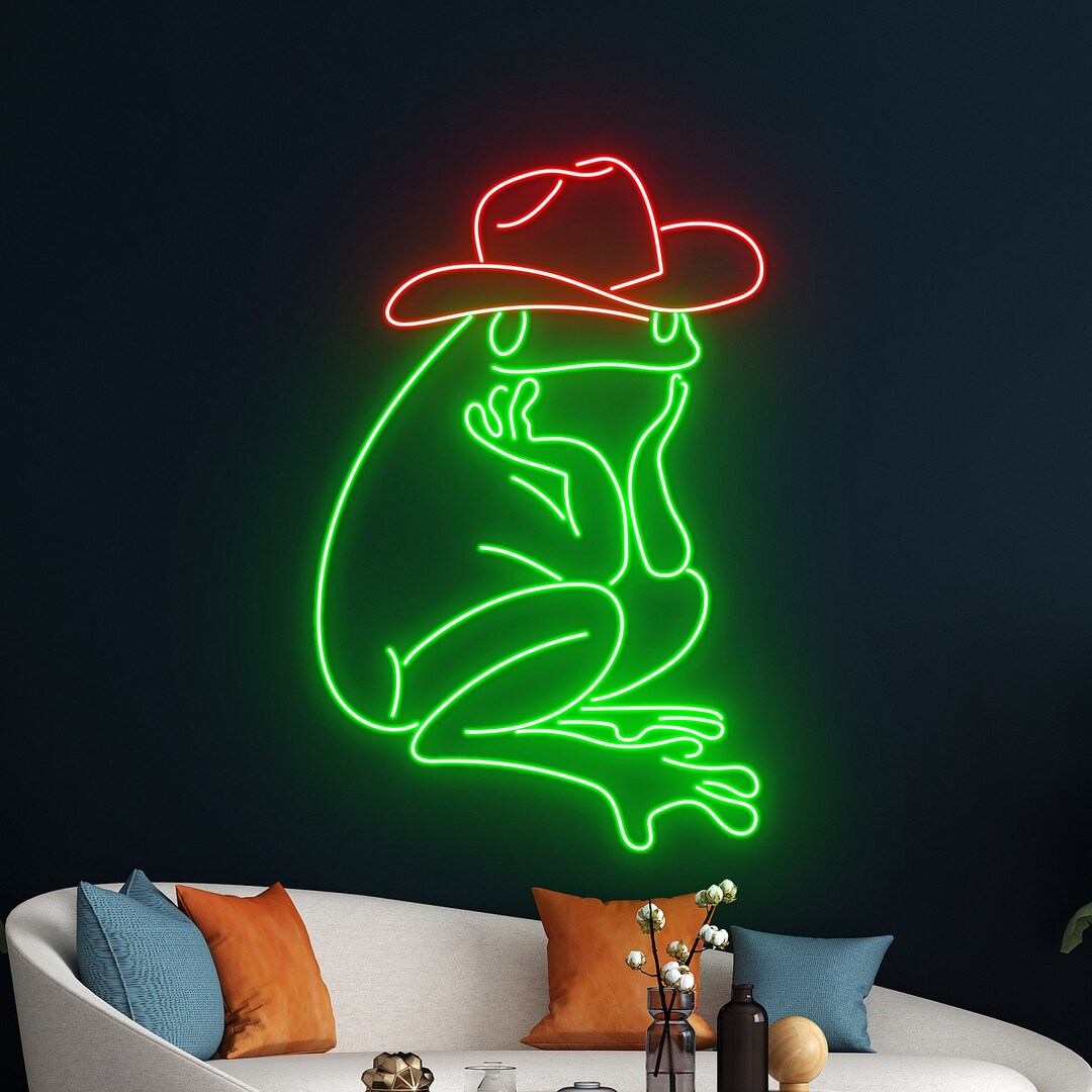 Cowboy Frog Neon Light, Cowboy Hat Frog Led Light, Toad Led Sign ...