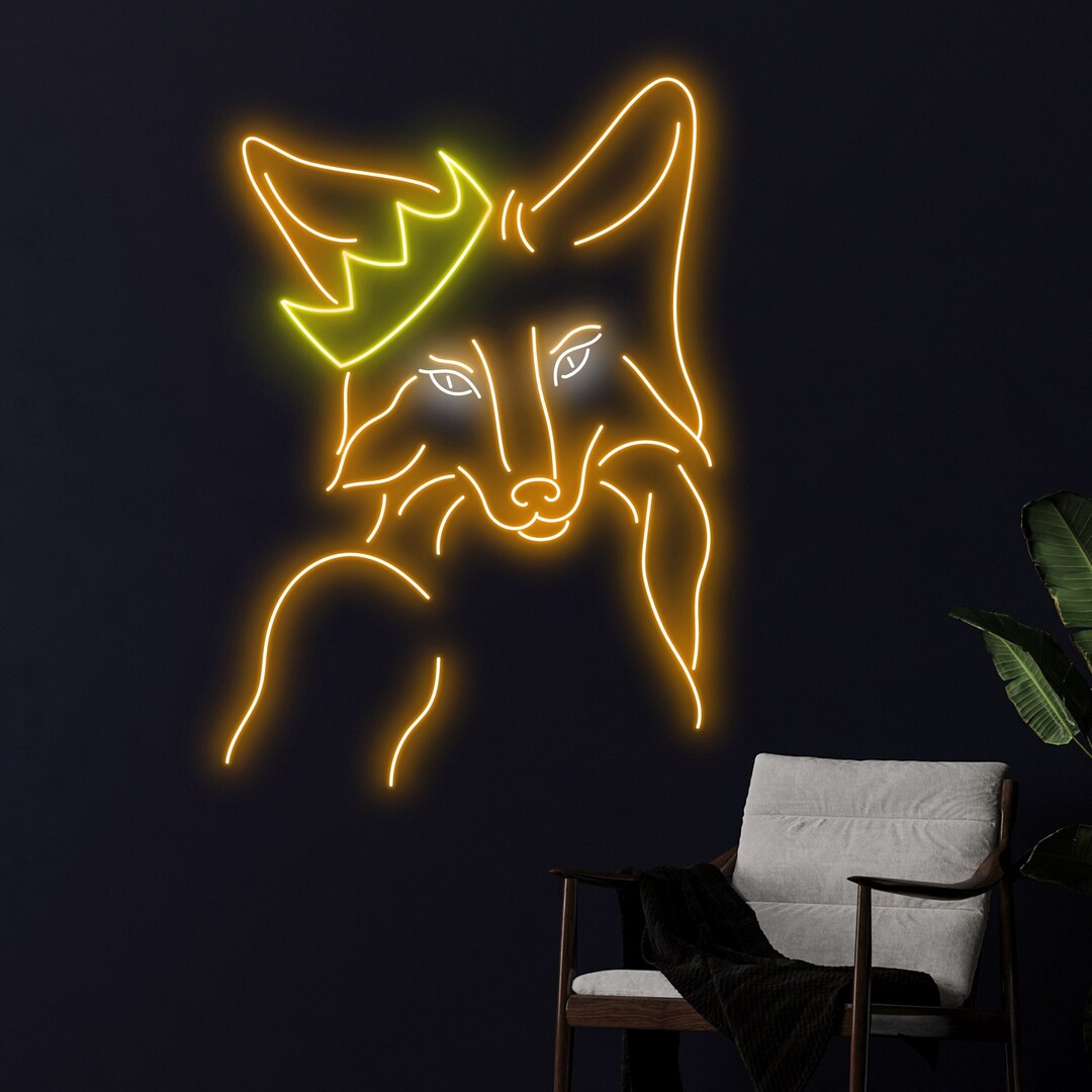Crown Fox Neon Light, Fox Crown Led Sign, Fox Neon Sign, Fox Led Light ...