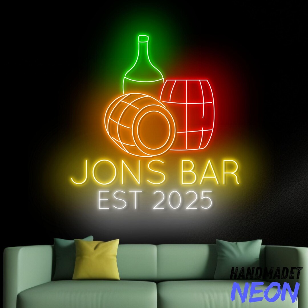 Bourbon Bar Neon Sign, Gin Bourbon Bar Led Sign, Whiskey Cocktail Led ...