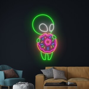 Alien Eating Donut Neon Sign, Alien Eat Donut Led Sign, Alien Eat Donut ...