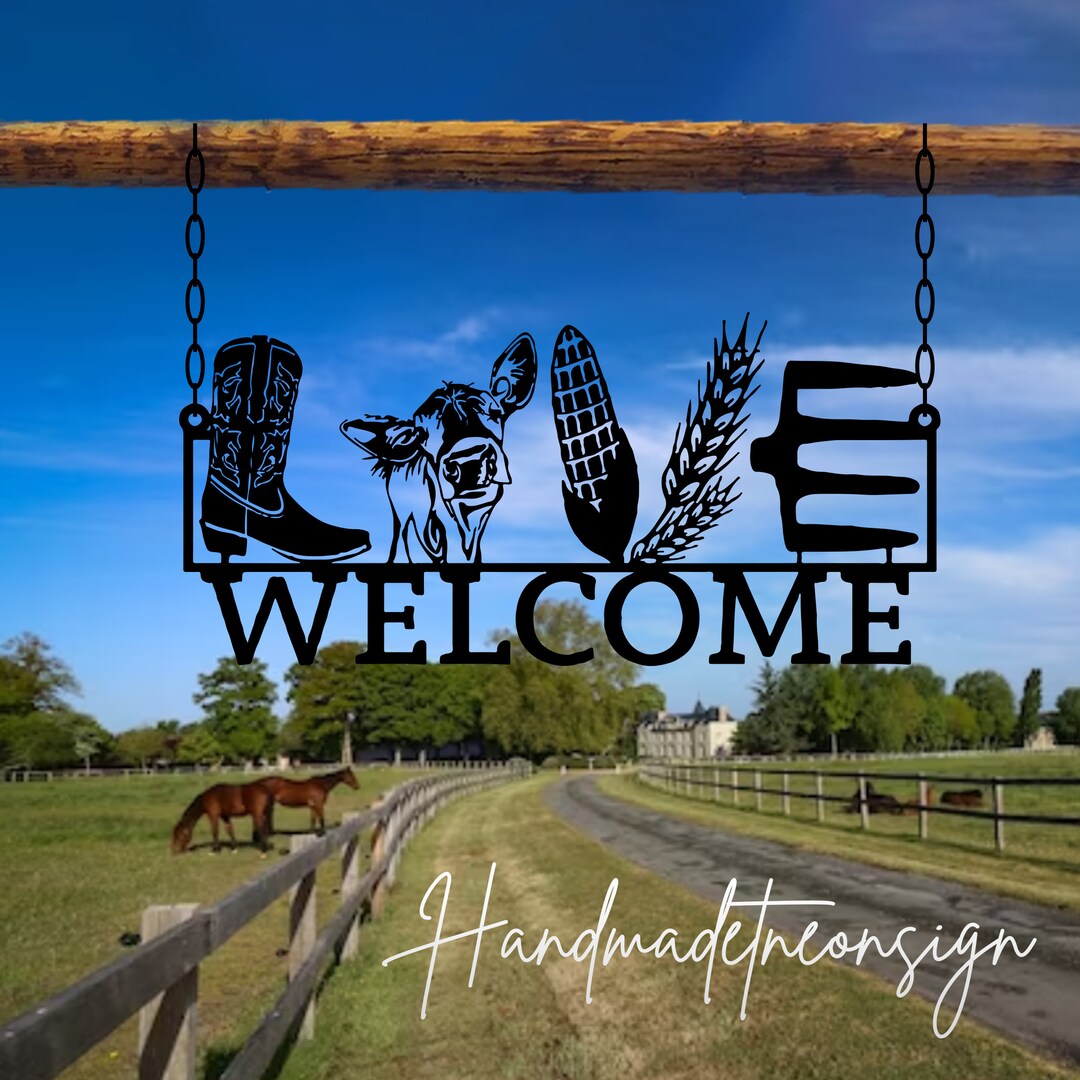 Outdoor Welcome to My Farm Metal Sign Hanging outdoor Love Farm Name ...