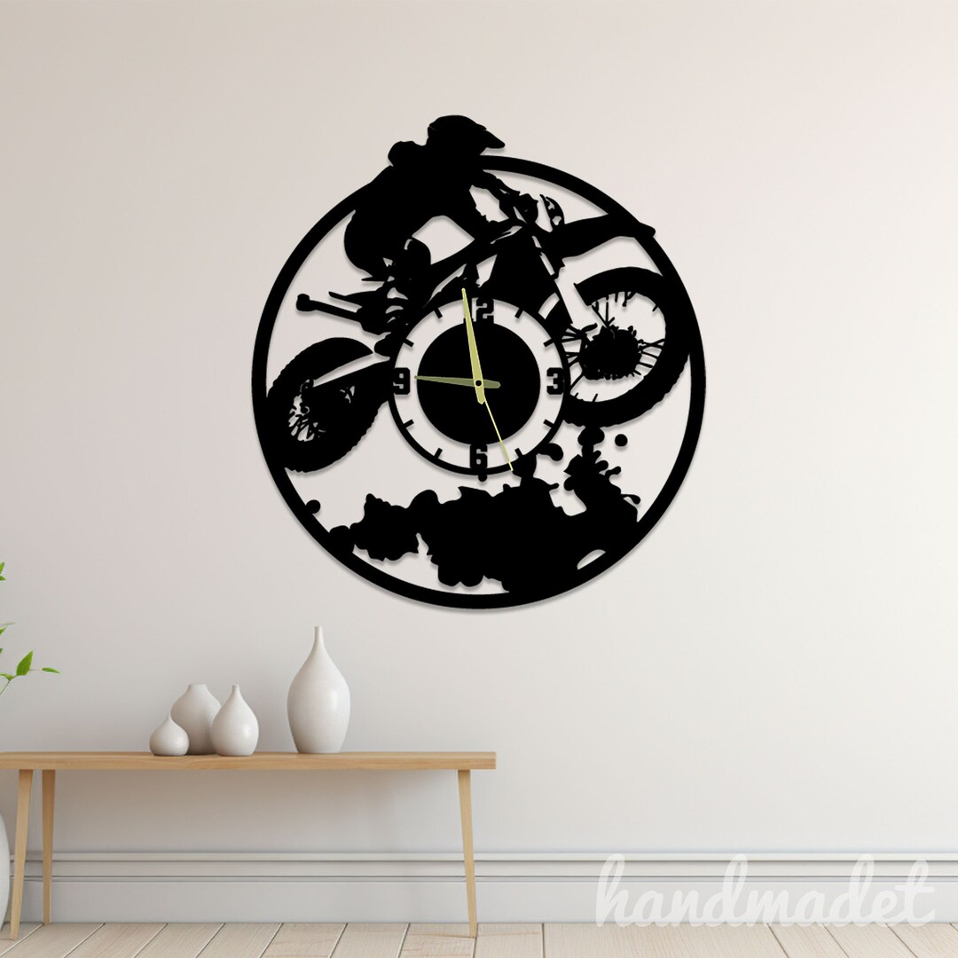 Custom Motorcycle Wall Clock Unique, Bike Year Date Round Wall Clock ...