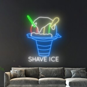 Shave Ice Neon Sign, Shave Ice Led Sign, Shave Ice Hawaiian Led Light ...