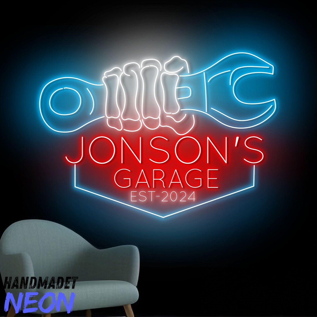 Skeleton Garage Neon Sign, Garage Mechanic Led Sign, Skull Workshop Led ...