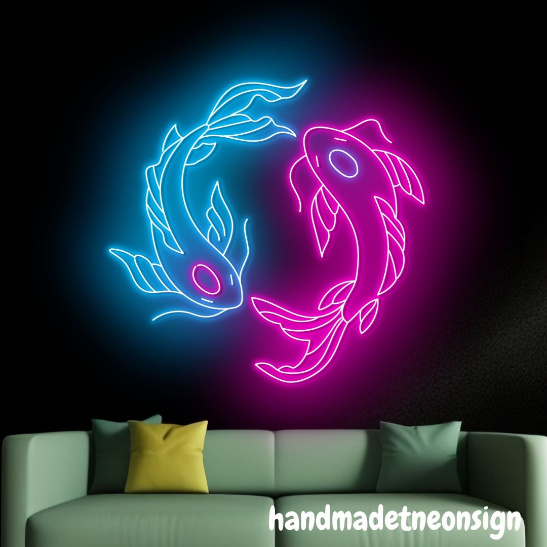 Koi Fish Neon Sign, Koi Fish Led Sign, Custom Fish Neon Light, Japanese ...