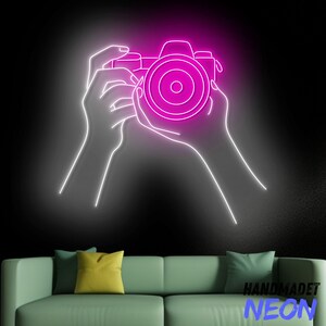 Hands Holding Camera Neon Sign, Camera Led Sign, Photographer Led Light ...