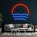 Sun Wave Led Sign, Sun Wave Neon Sign, Wall Decor, Sun Neon Sign ...
