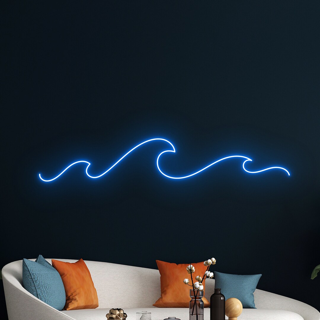 Wave Neon Sign, Beach Led Sign, Holiday Led Light, Wave Led Sign, Party ...