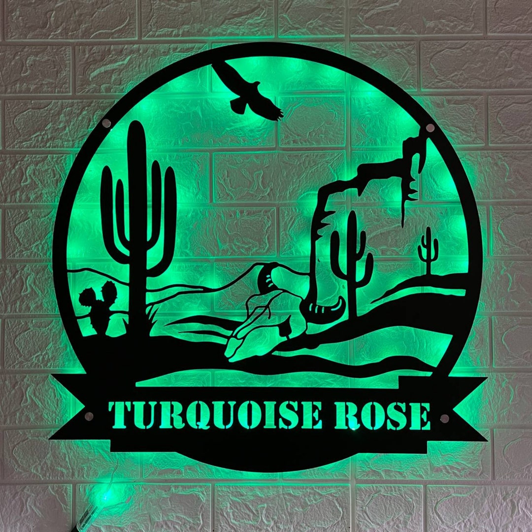 Custom Desert Metal Wall Art LED Light, Desert Metal Light, Nature View ...