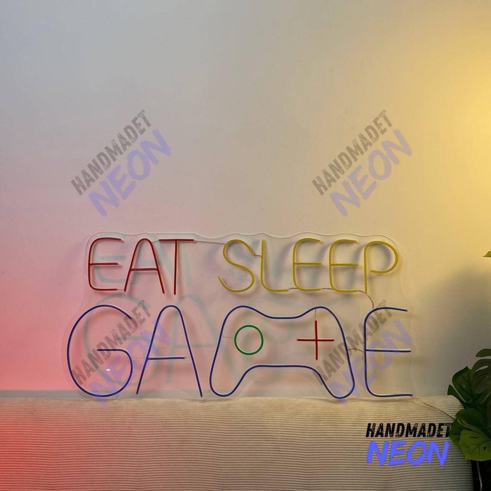 Eat Sleep Game Neon Sign, Eat Sleep Game Led Light, Boys Wall Art Gamer ...