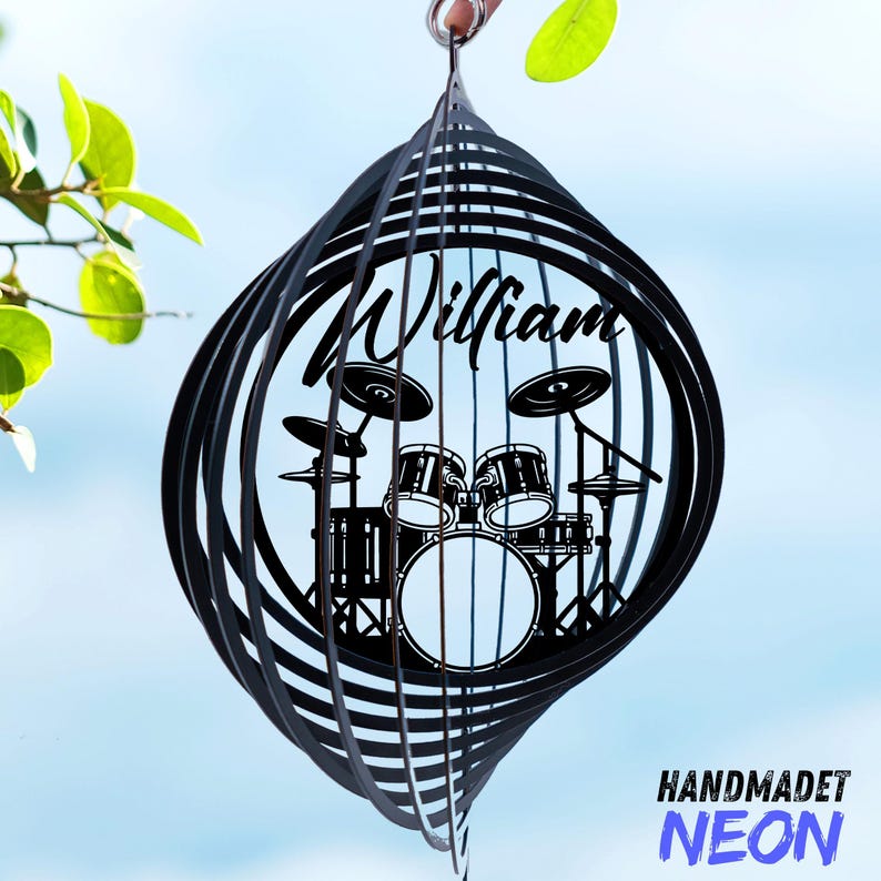 Personalized Drum Metal Wind Spinner, Custom Name Gift for Drummer ...