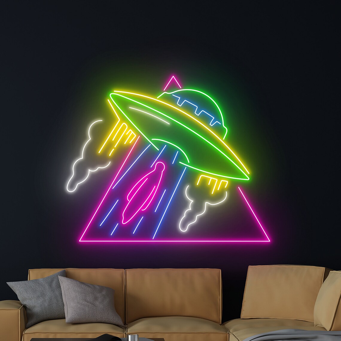 Flying UFO Neon Sign, UFO Universal Led Sign, UFO Space Neon Light ...