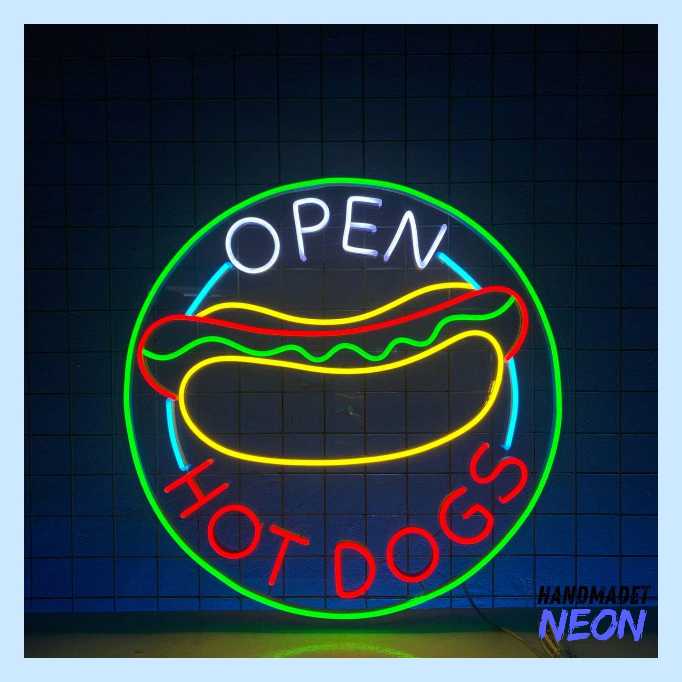 Open Hotdog Neon Light, Hotdog Open Neon Sign, Hot Dog Led Light, Hot ...