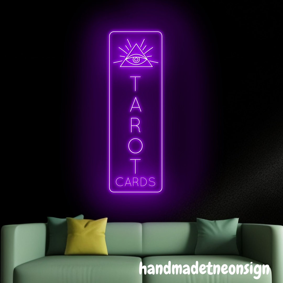Tarot Cards Neon Sign, Tarot Card Led Sign, Tarot Open Logo Neon Light ...