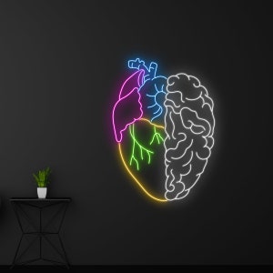 Custom Human Heart Brain Neon Sign, Human Brain Heart LED Light, Heart ...