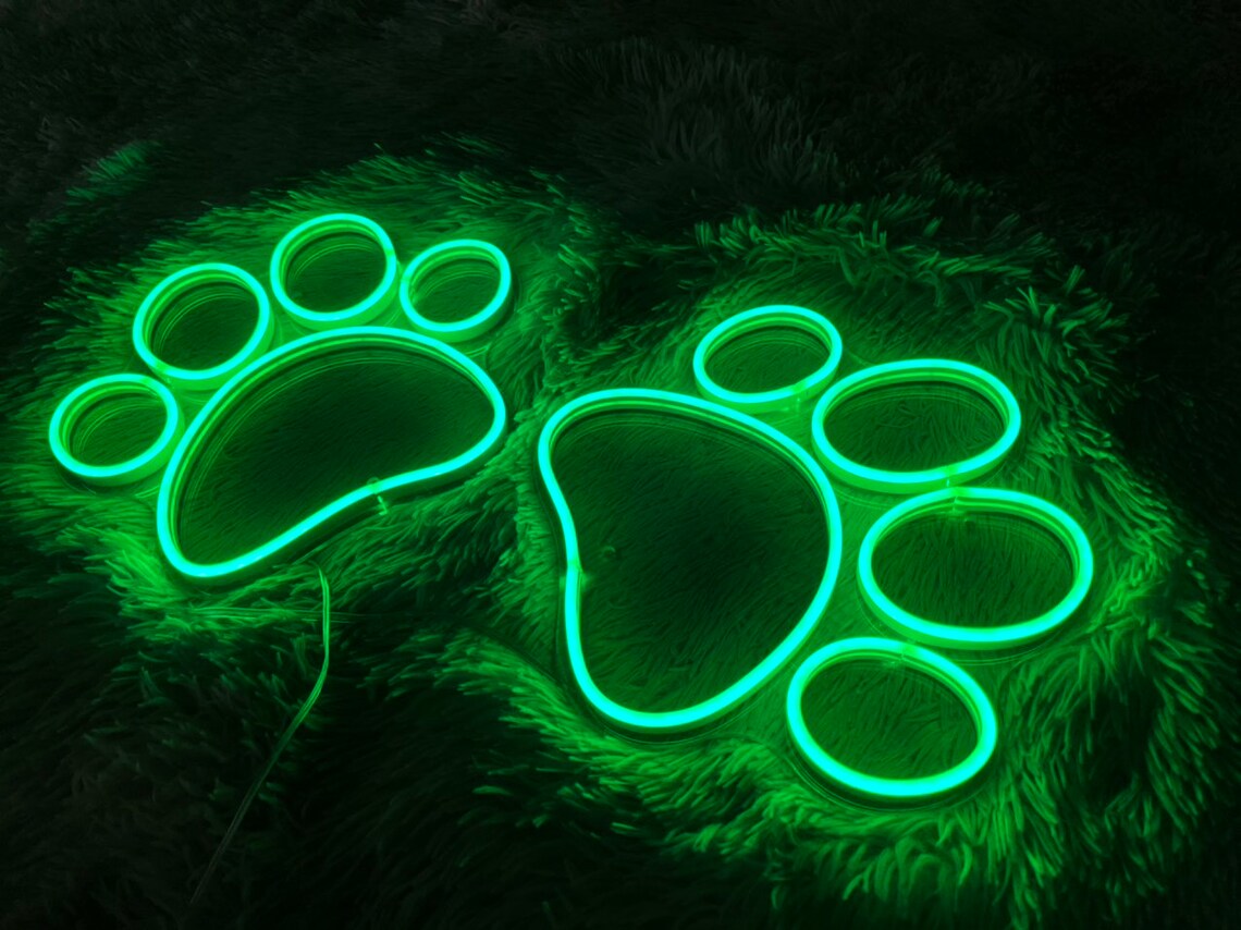 Paw Led Sign Paw Neon Sign Wall Decor Paw Neon Sign Custom - Etsy