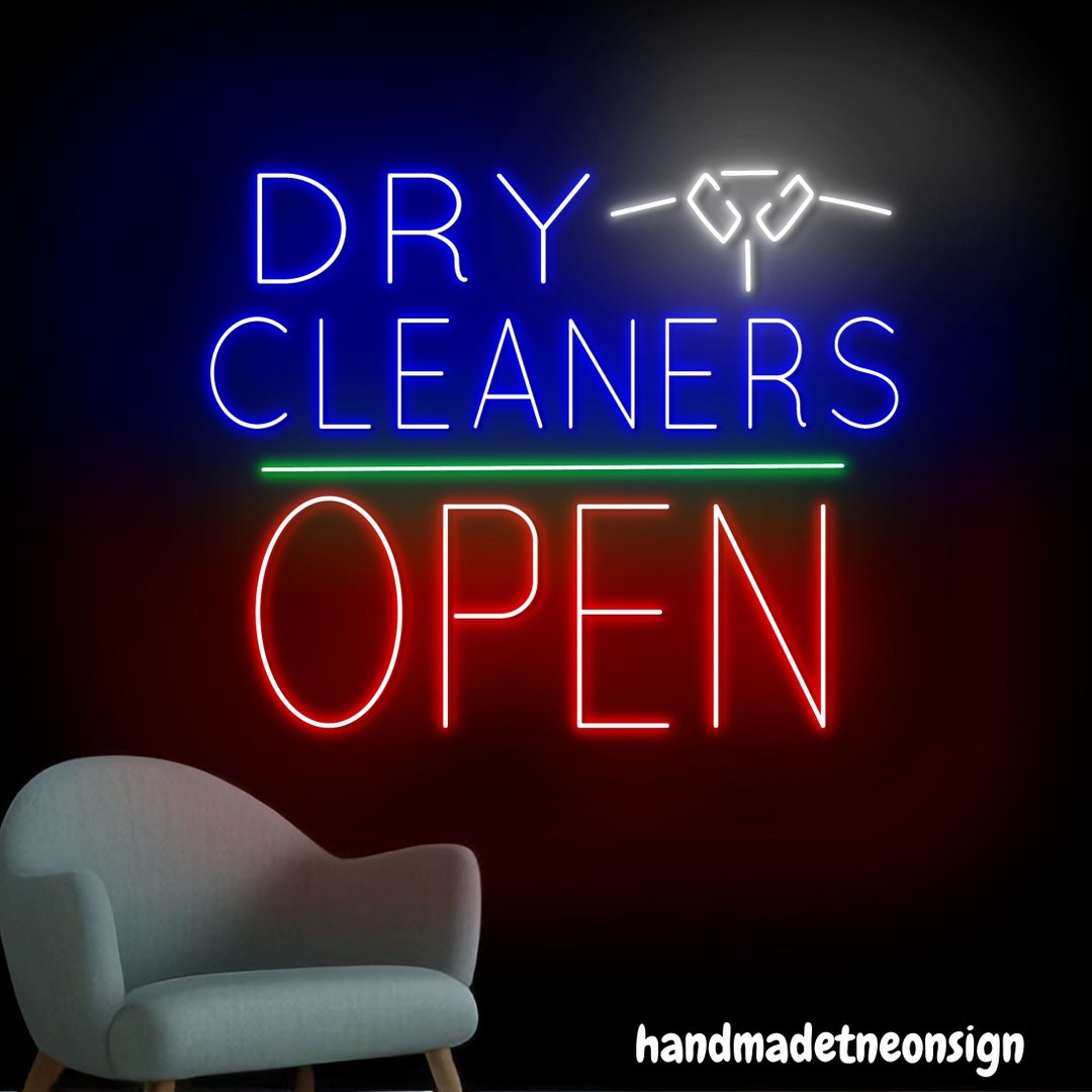 Dry Cleaner Open Neon Wall Sign, Cloth Hanger Led Wall Sign, Clothing ...
