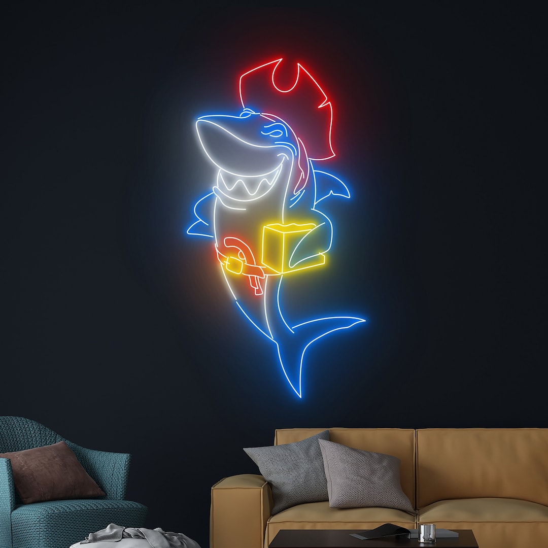 Pirate Shark Neon Light, Pirate Shark Led Sign, Pirate Shark Led Light ...