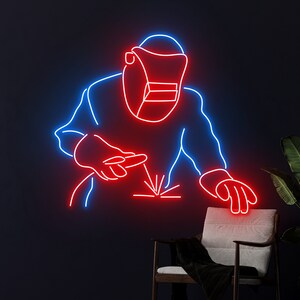 Custom Welding Neon Sign LED Light, Personalized Welder Sign Home Decor ...