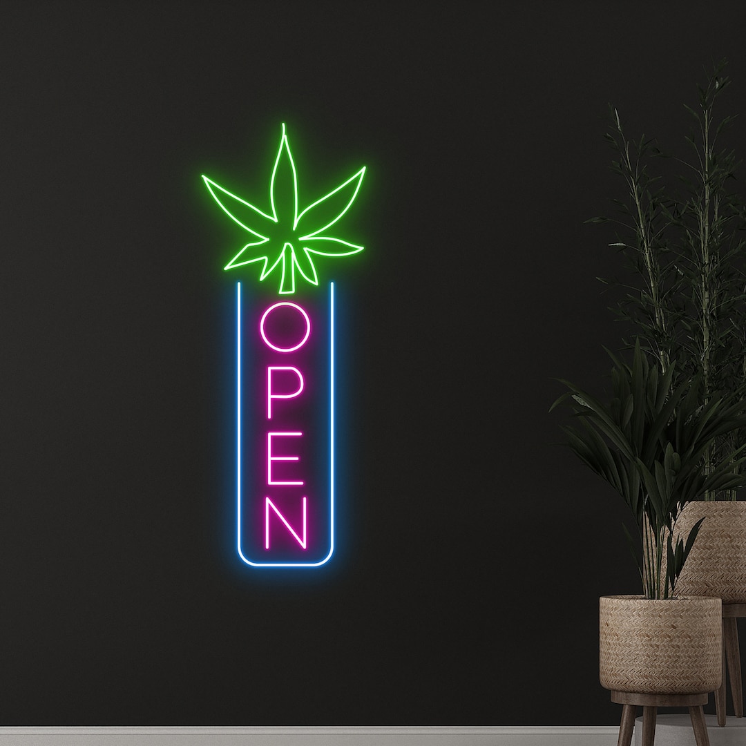 Custom Weed Leaf Open Neon Sign, Open Weed Leaf Led Sign, Smoking Led ...