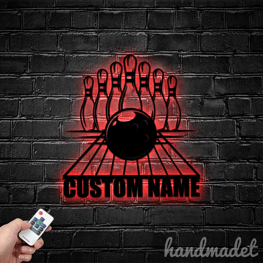 Personalized Bowling Metal Sign, Bowling Metal Light, Bowling Ball Led ...