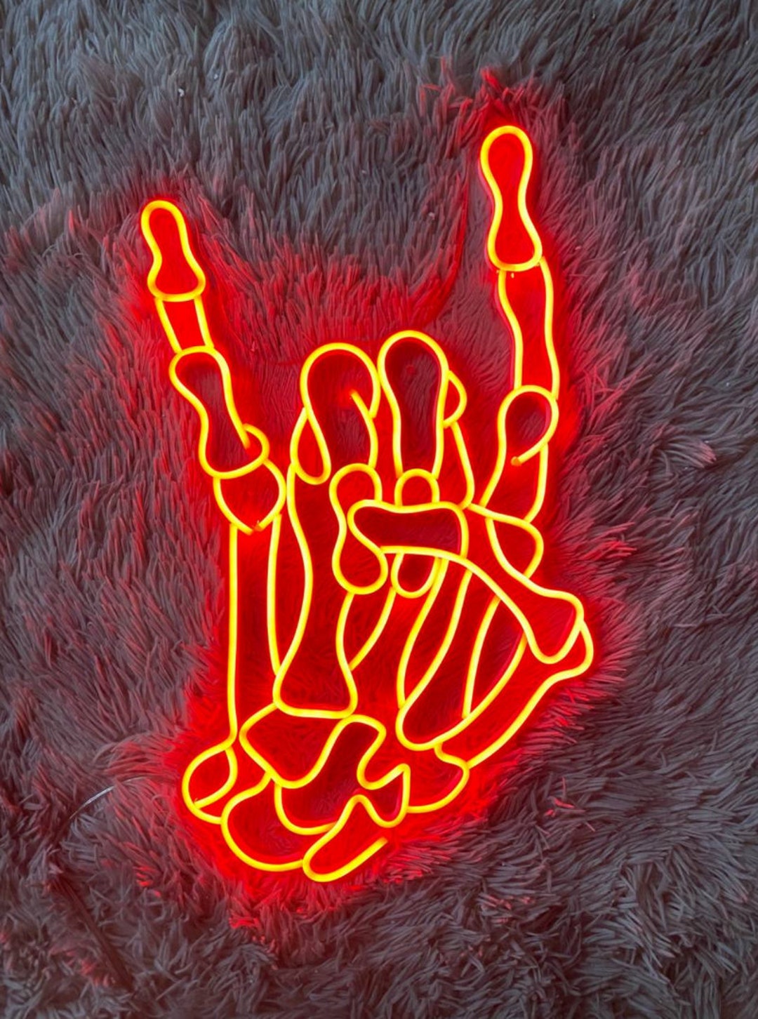 Rock and Roll Hand Led Sign, Rock N Roll Hand Neon Sign, Wall Decor ...