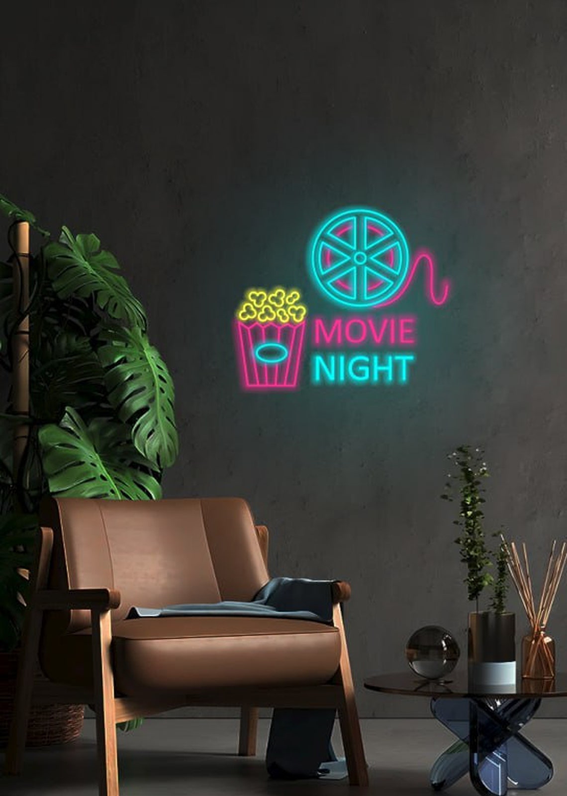 Cinema Neon Sign / Movie Led Light / Custom Neon Sign / Movie Time Led ...