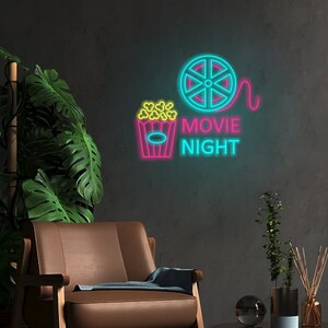 Cinema Neon Sign / Movie Led Light / Custom Neon Sign / Movie Time Led ...
