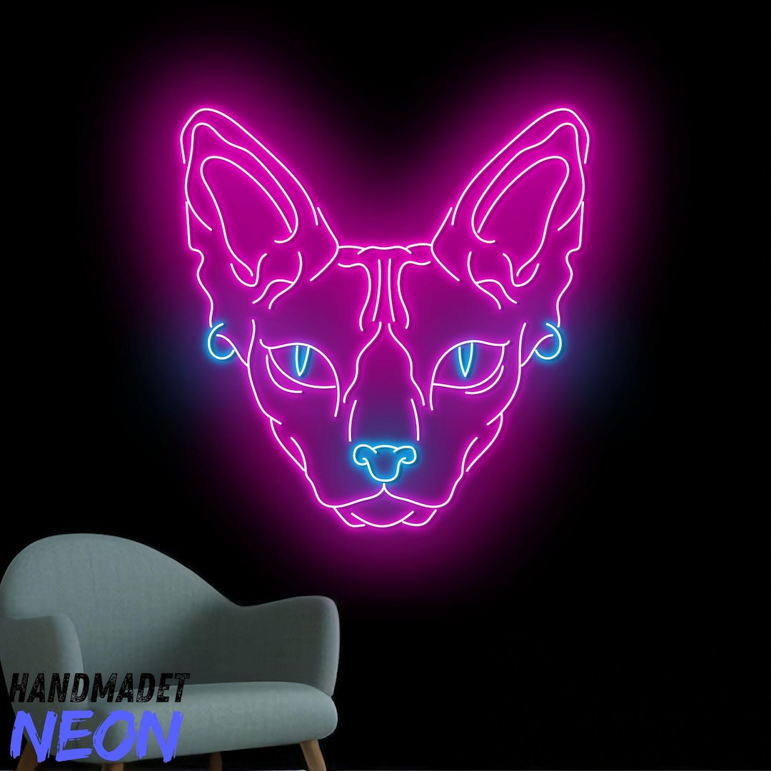 Sphynx Cat Neon Sign, Sphynx Cat Head Led Sign, Sphynx Cat Neon Light ...