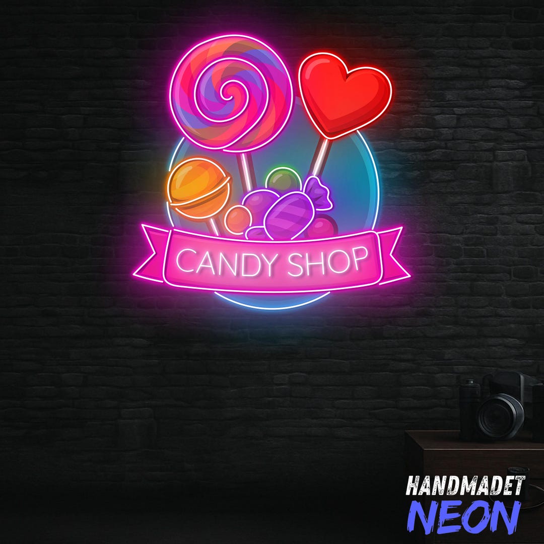 Candy Shop Neon Sign, Custom Candy Sign, Sweet Shop Decor, Bright LED ...