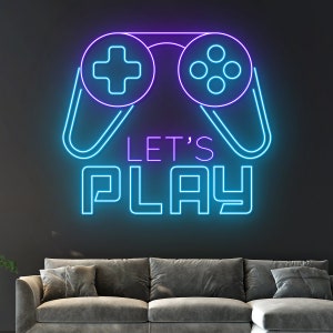 Arcade Let's Play Game Machine Neon Sign, Game Machine Led Sign, Arcade ...