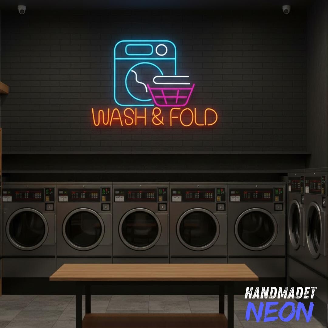 Wash & Fold Neon Sign for Laundry Store Decor, Laundry Led Light ...