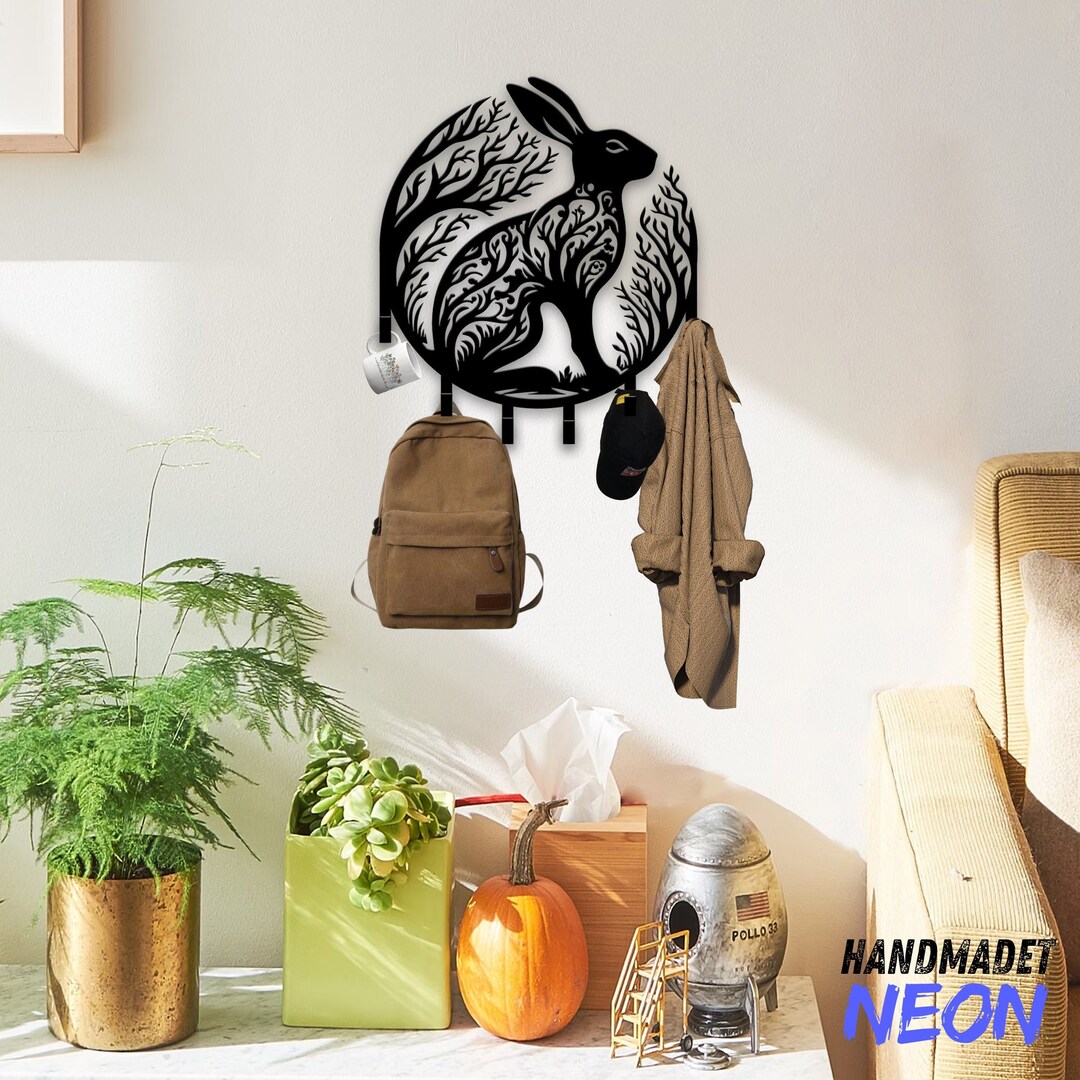 Custom Rabbit Coat Rack Wall Hanger, Rabbit Metal Wall Hooks, Rabbit ...
