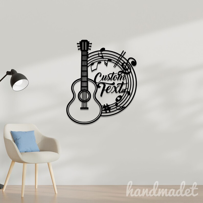Personalized Acoustic Guitar Metal Wall Sign, Musical Instrument Metal ...