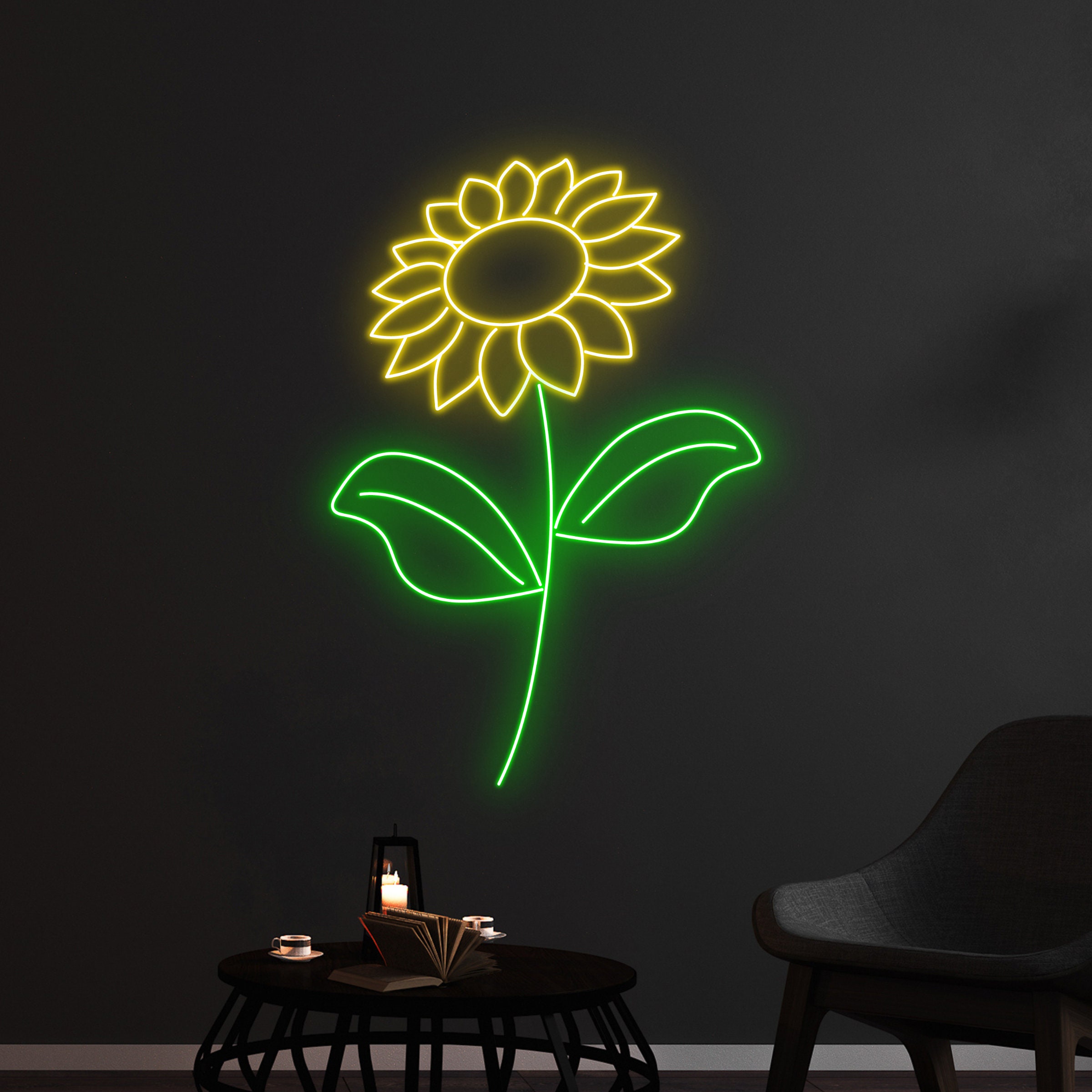 Sunflower Neon Light, Sunflower Flower Led Light, Flower Led Sign ...
