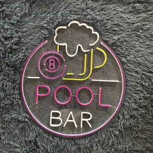 Pool Bar Neon Sign, Pool Bar Led Sign, Billiards Led Sign, Custom Neon ...