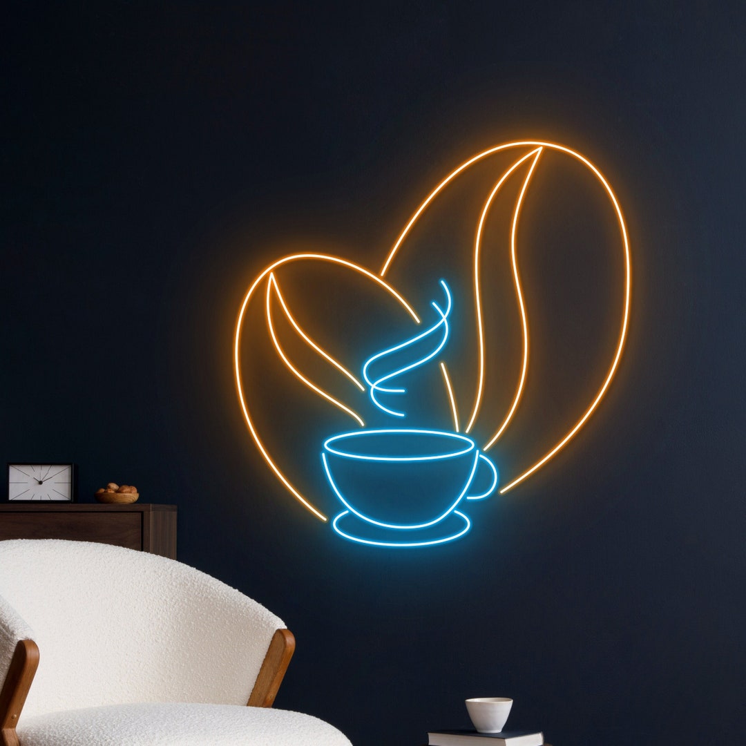 Coffee Cup Neon Sign, Coffee Beans Neon Light, Coffee LED Light, Cafe ...
