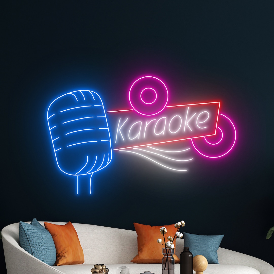 Karaoke Night Neon Sign, Record Studio Led Sign, Microphone LED Light ...
